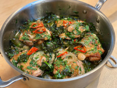 Chicken Thighs with Kale Recipe | Michael Symon | Food Network